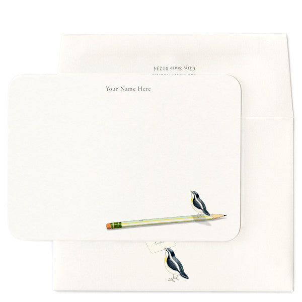 Pencil and Bird - Personalized Note Cards by Felix Doolittle