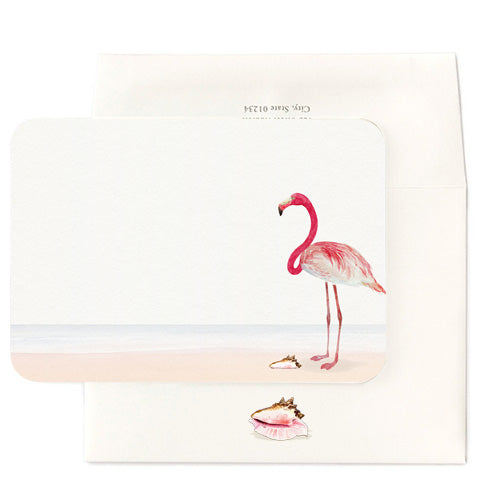 Flamingo Beach - Personalized Note Cards by Felix Doolittle